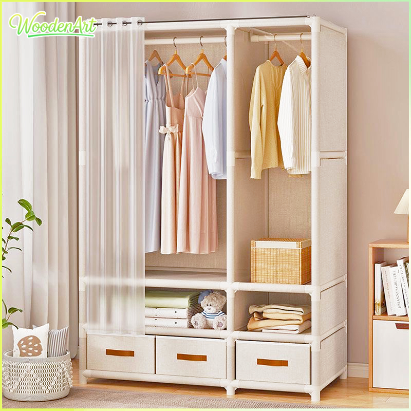 Cabinet Wardrobe Wardrobe With Drawer Stackable Clothes Rack Large ...