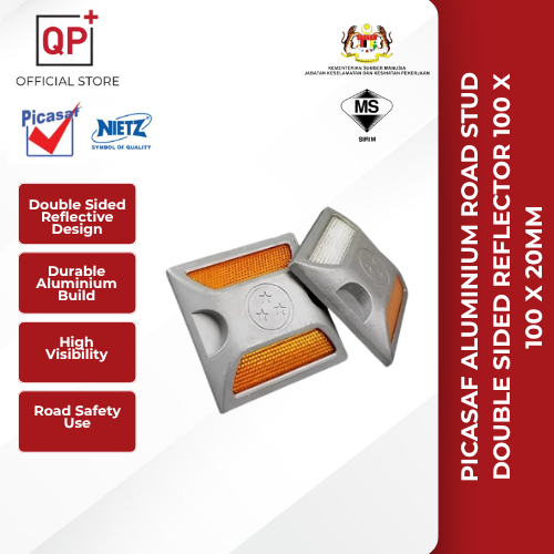 PICASAF ALUMINIUM ROAD STUD DOUBLE SIDED REFLECTOR 100 X 100 X 20MM l ...