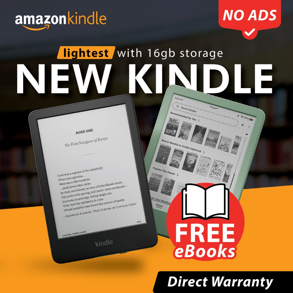 New Kindle 2026 (No Ads) - 16 GB + 6 Inch 300 PPI Display Amazon ...