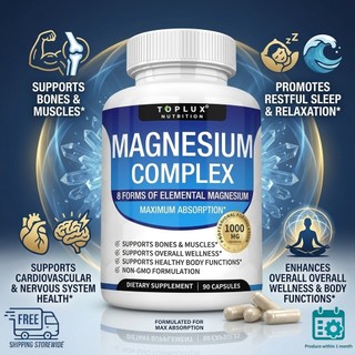 (in stock)Toplux Magnesium Complex 1000mg 8 Types Magnesium Supplement ...
