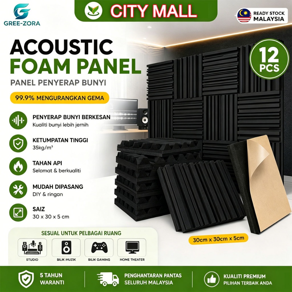 【COD】12Pcs Soundproof Sponge Pyramid Sound Stop Absorption Panel ...