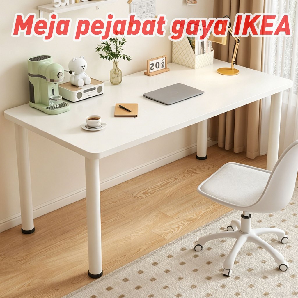 Study Table Meja Belajar White 80/100/120/140CM Office Home Minimalist ...