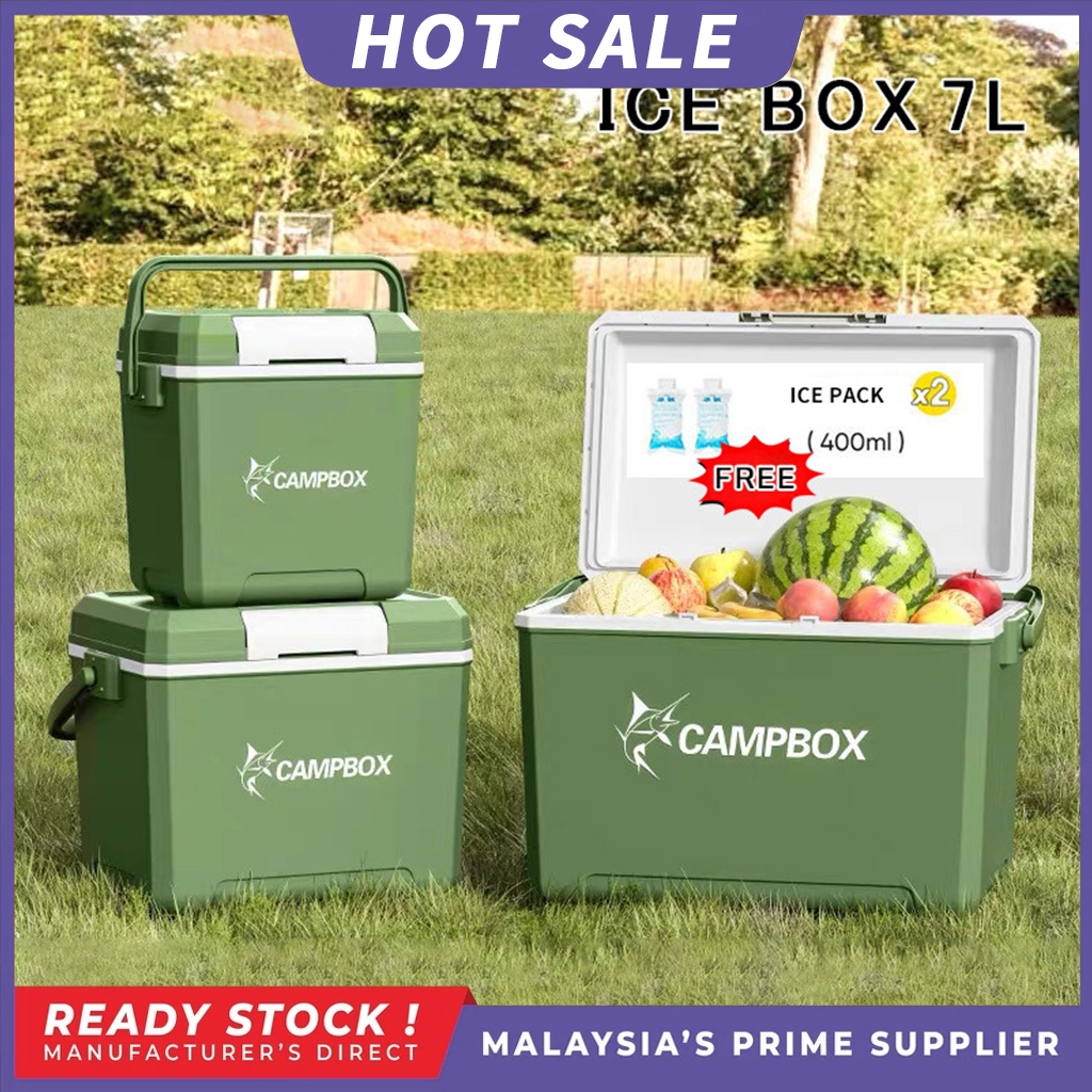 7L Cooler Box Kotak Penyejuk FREE Freezer Ice Pek Ais Food Makanan ...