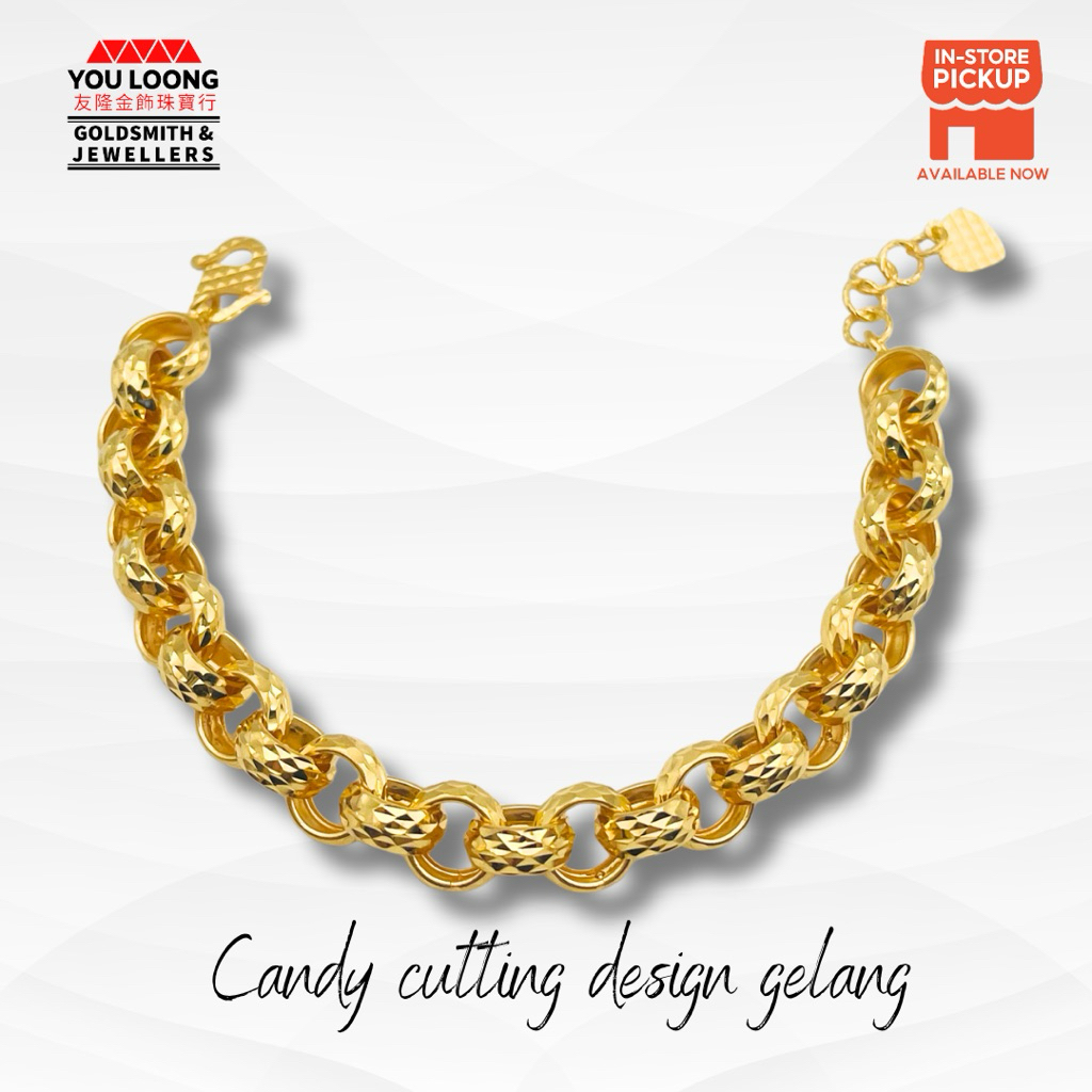 Youloong Rantai tangan Candy design cutting EMAS 916/ Candy design ...