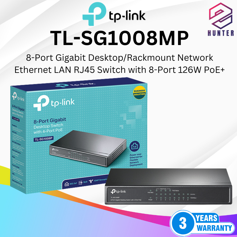 TP-Link SG1008MP 8-Port Gigabit Desktop/Rackmount Network Ethernet LAN ...