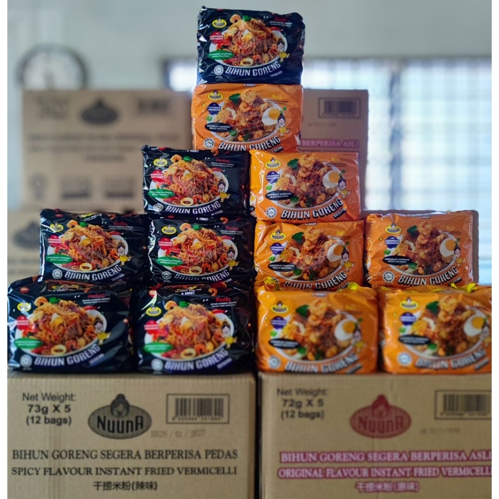 NuunaA Bihun Goreng Segera Halal (Asli 5 x 72g) /(Pedas5x73g) | Shopee ...