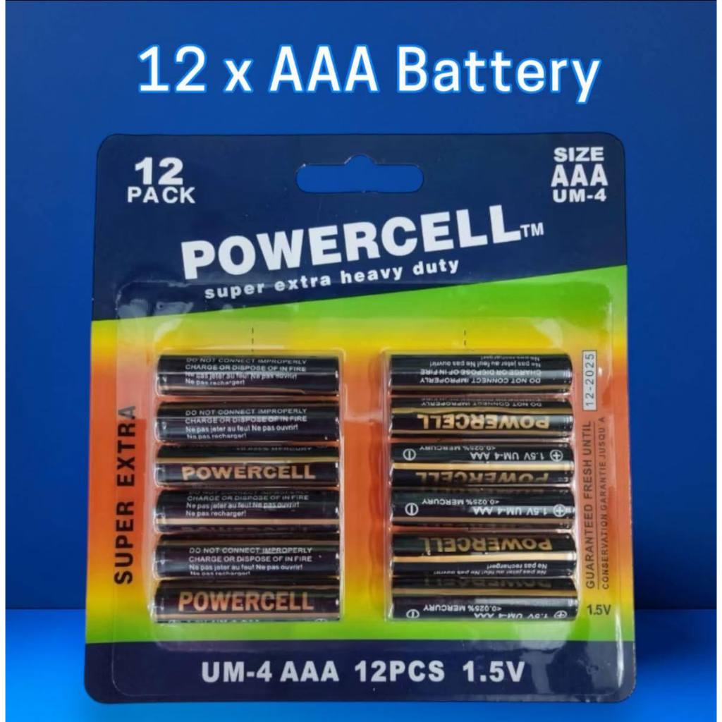 12 X Power cell AAA Battery 1.5V Heavy Duty Batteries Value Pack ...