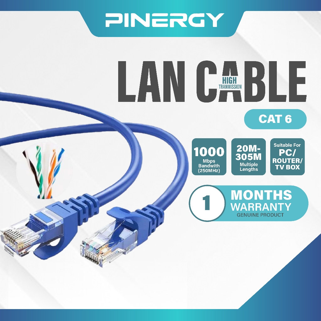 [EXTRA LONG] PINERGY CAT6 20M-305M Gigabit Ethernet LAN Cable RJ45 ...