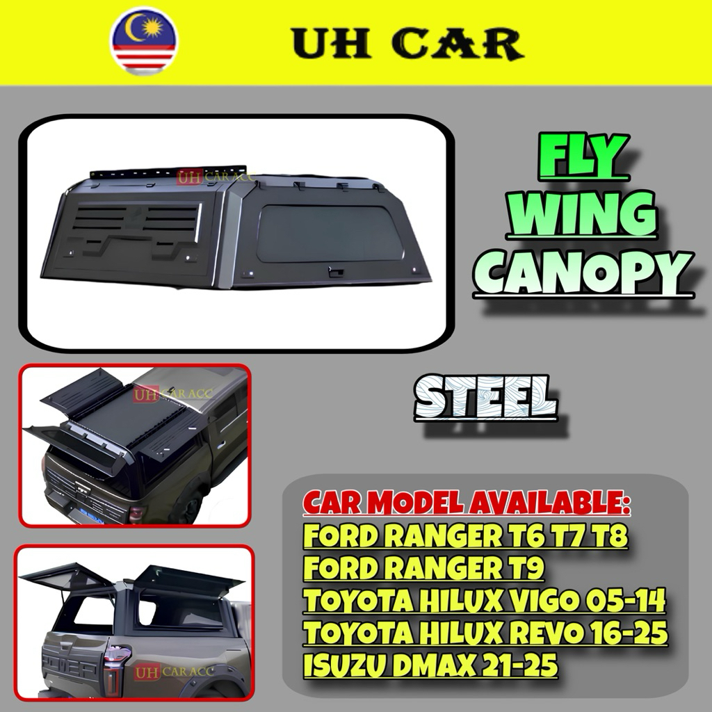 (CARGO) Steel Fly Wing Canopy Bed Cover Ford Ranger T6 T7 T8 T9 Toyota ...