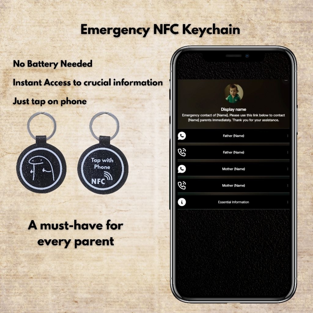 Kids' Emergency NFC Keychain | Anti-Lost Tag | Smart Child Safety ID ...