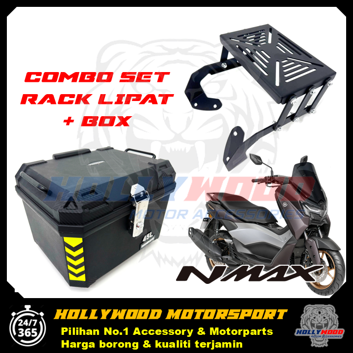NMAX v2 / NMAX v3 MONORACK LIPAT JB STYLE + 45L ABS TOP BOX ALUMINIUM ...