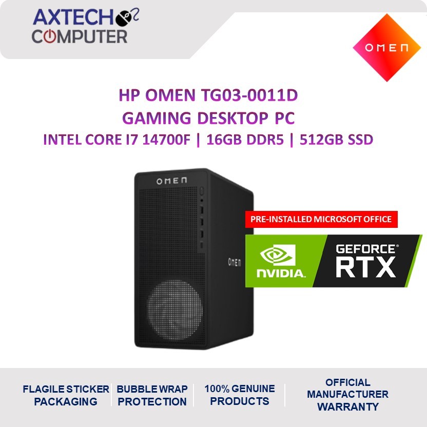 HP OMEN TG03-0011D 16L Gaming Desktop PC Black Metal ( i7-14700F, 16GB ...