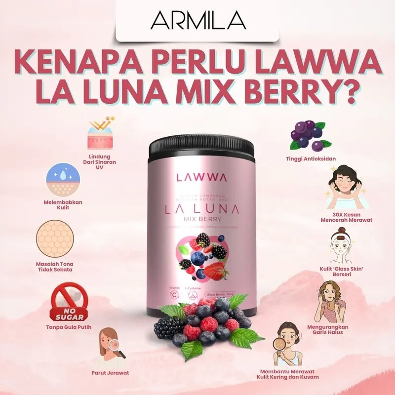 LAWWA LA LUNA Campuran Beri (Mix Berry) -30x Kesan Cerah Kulit Tegang ...