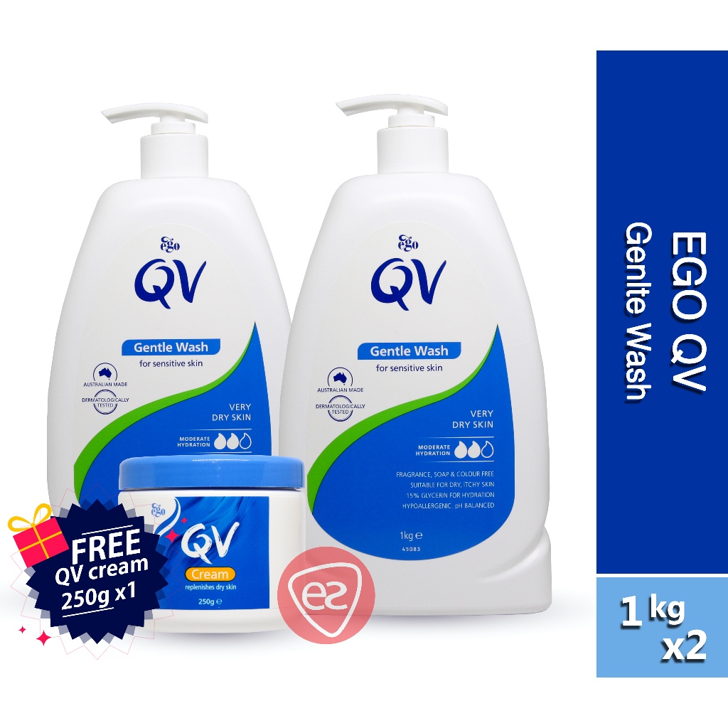 Ego QV Gentle Wash 1kg x2 (Pack of Two) Free Ego QV Cream 250g | Shopee ...