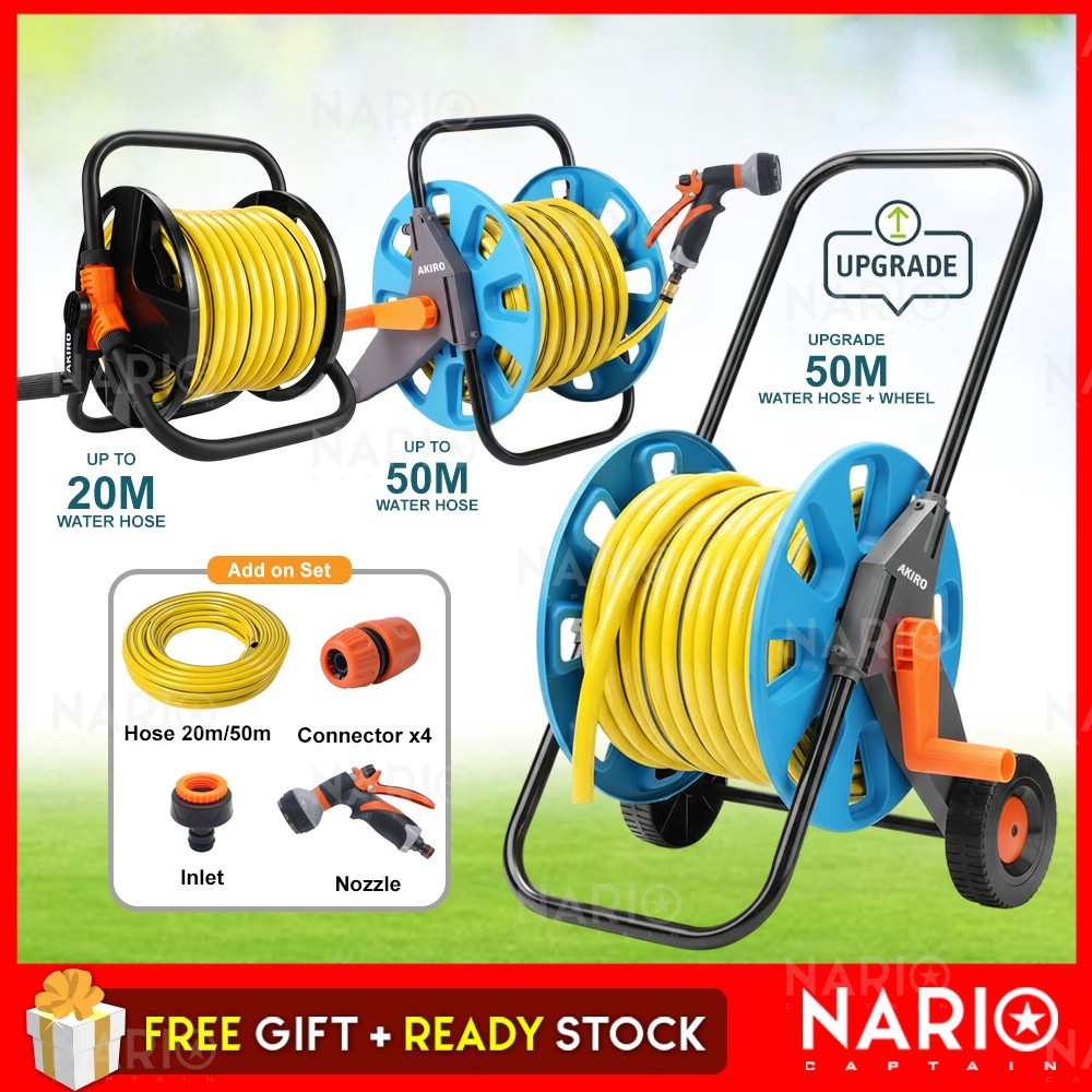 NARIO 50M Water Pipe Holder Roll Storage Rack Water Hose Holder Hose ...