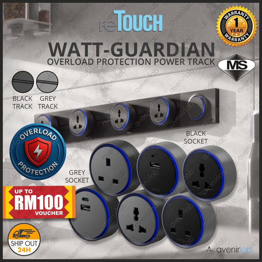 [2025 NEW] reTouch Power Track WATT GUARDIAN Power Rail Socket with 32A ...