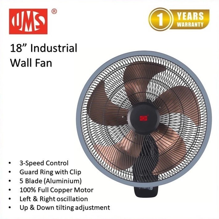 UMS 18" Industrial Wall Fan 18INCH 5 BLADE Aluminium / KIPAS DINDING ...