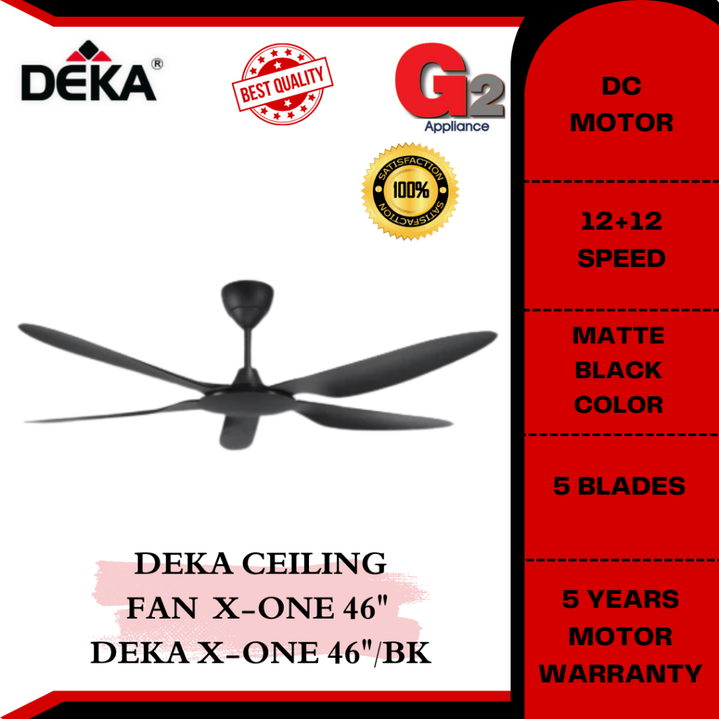 DEKA CEILING FAN X-ONE 46" (DC MOTOR | 12+12 SPEED | REMOTE) BLACK ...