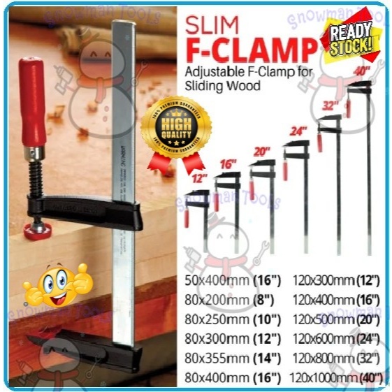 HIGH QUALITY Adjustable F-Clamp for Sliding Wood 8'' 10'' 16'' 24'' 48 ...