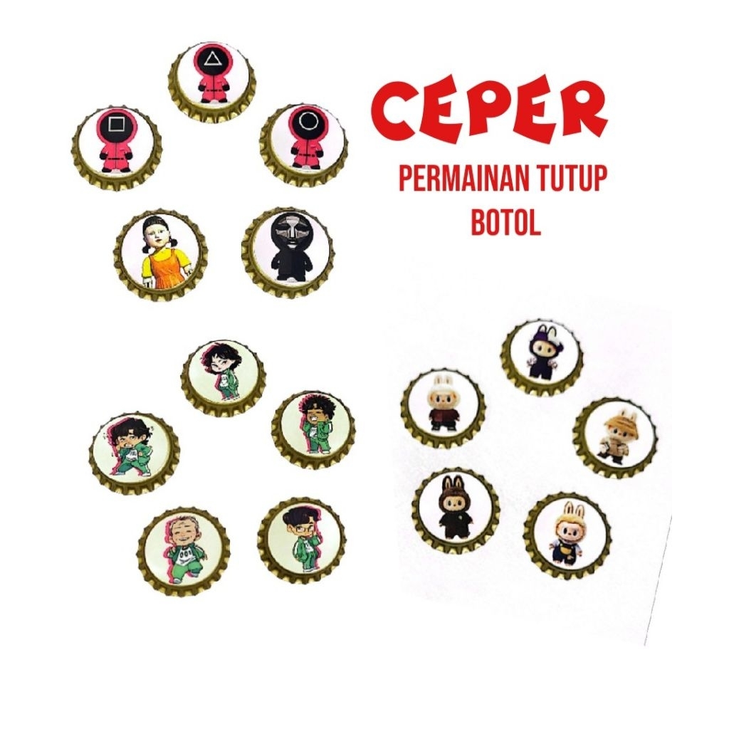 Permainan ceper. Penutup botol. Corak Kartun. #nailoong #labubu # ...