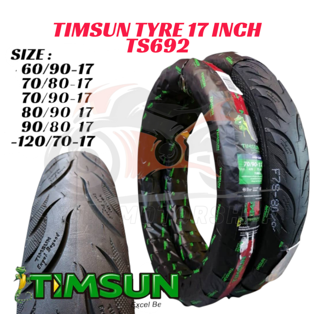 TIMSUN 17INCH TS692 Tubeless Tyre Tire Motorcycle TS692 60/90 70/80 70/ ...