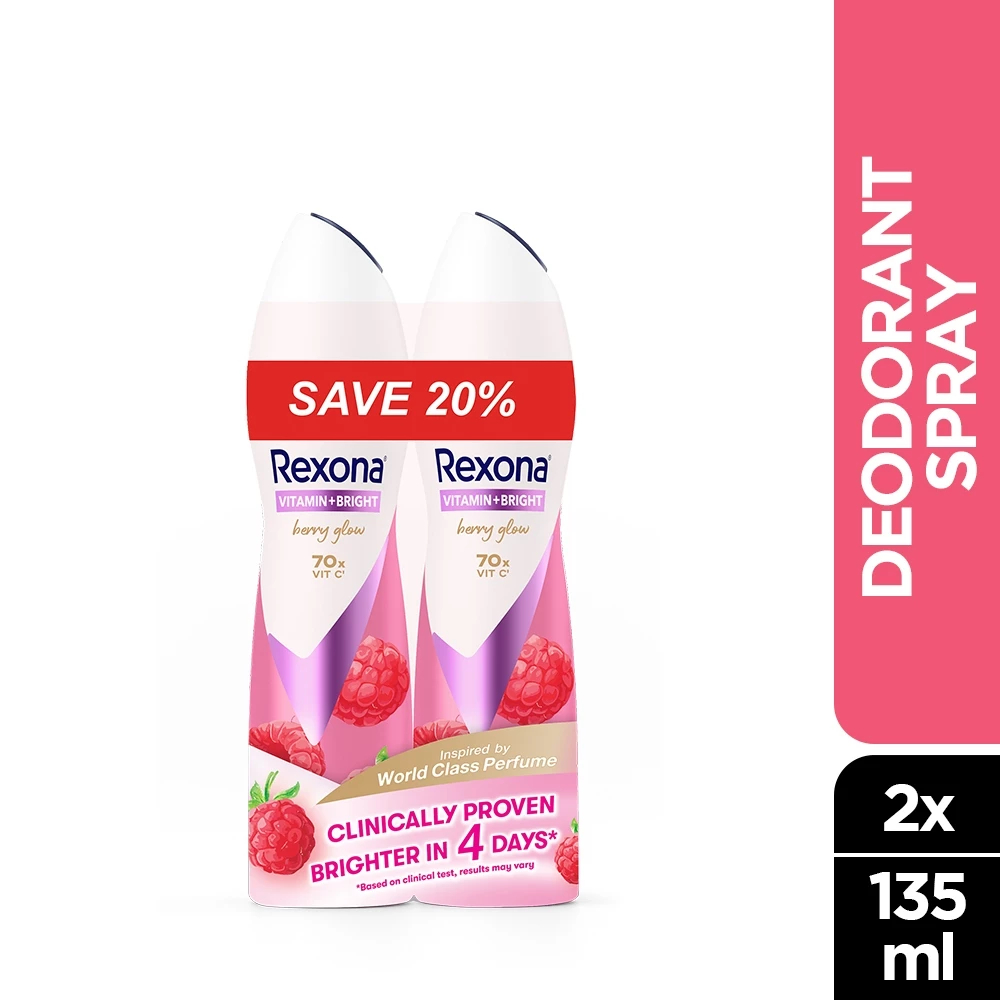 Rexona Vitamin Bright Berry Spray Deo (2x135ml) | Shopee Malaysia