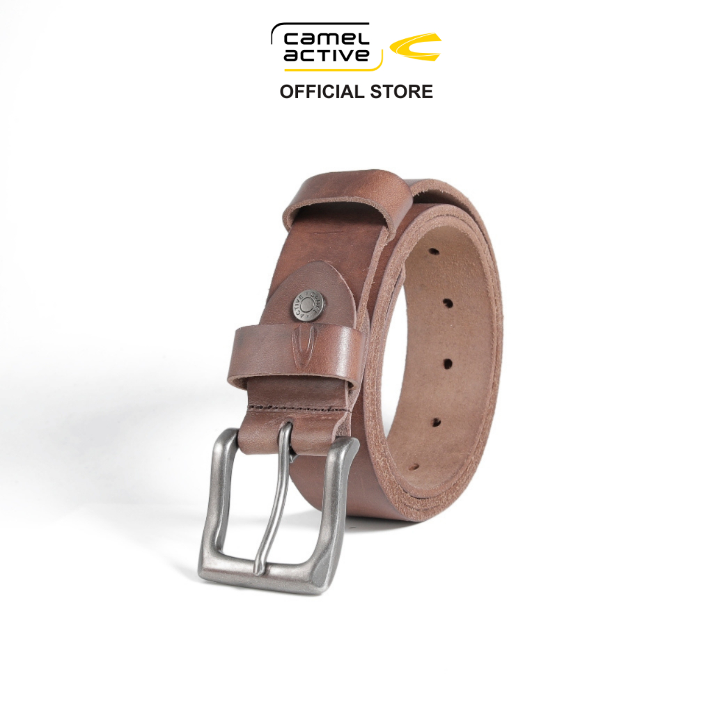 camel active Men's Genuine Cowhide Leather Belt Pull Up Finished - Dark ...