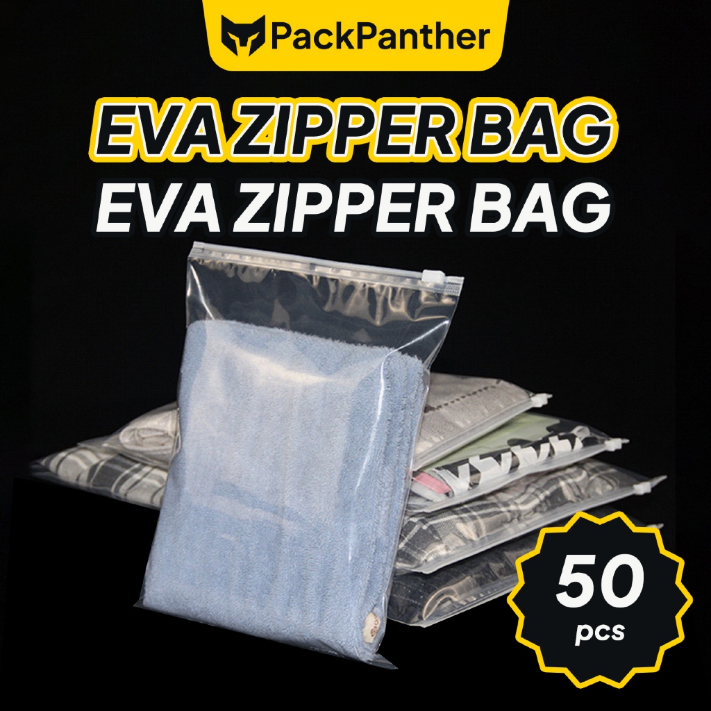 50pcs EVA Zipper Bag Waterproof Ziplock Storage Beg Simpan Baju Pakaian ...