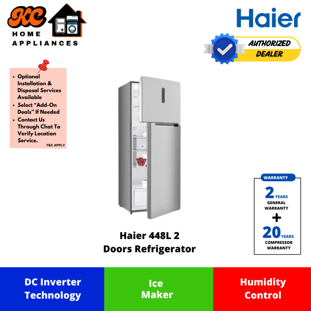Haier 448L 2 Door Fridge | DC Inverter | No Frost | HRF-IV498H | 2 ...