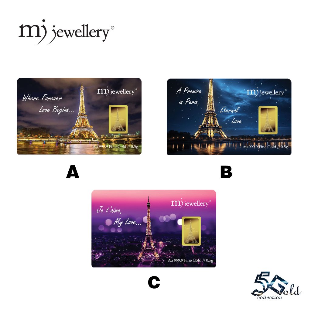 MJ Jewellery 5G Gold Collection 999.9/24K Eiffel Tower Series Gold Bar ...