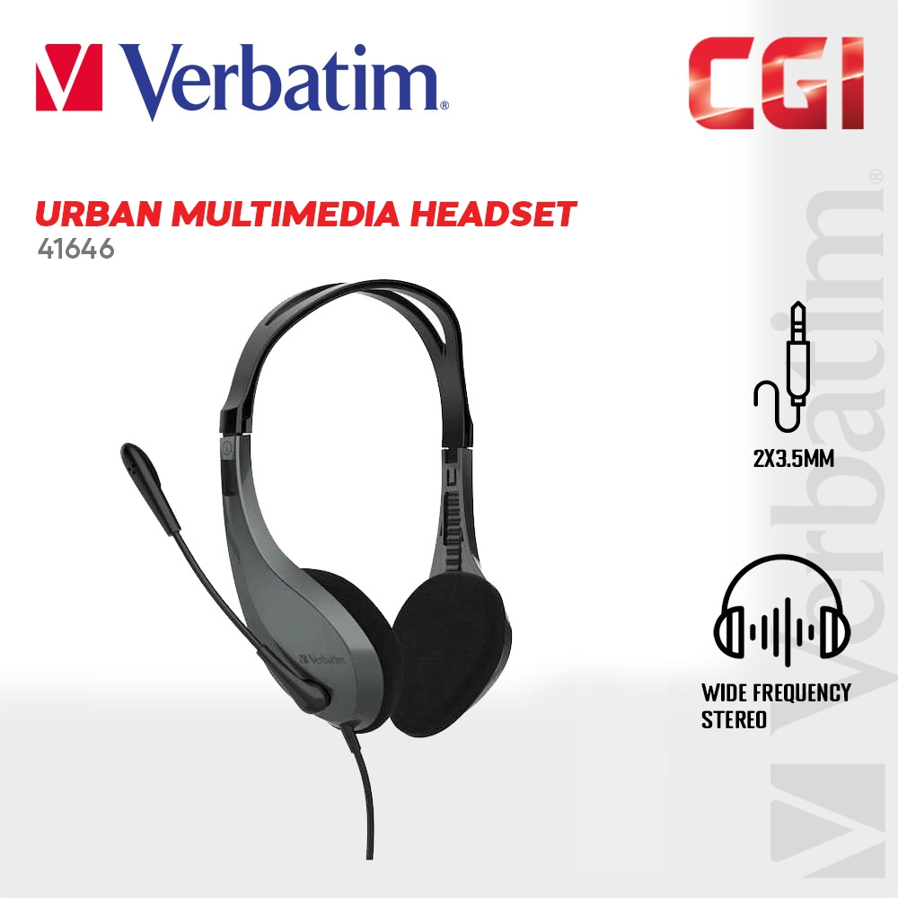 Verbatim 41646 Multimedia Headset with Microphone & Volume Control – 3 ...