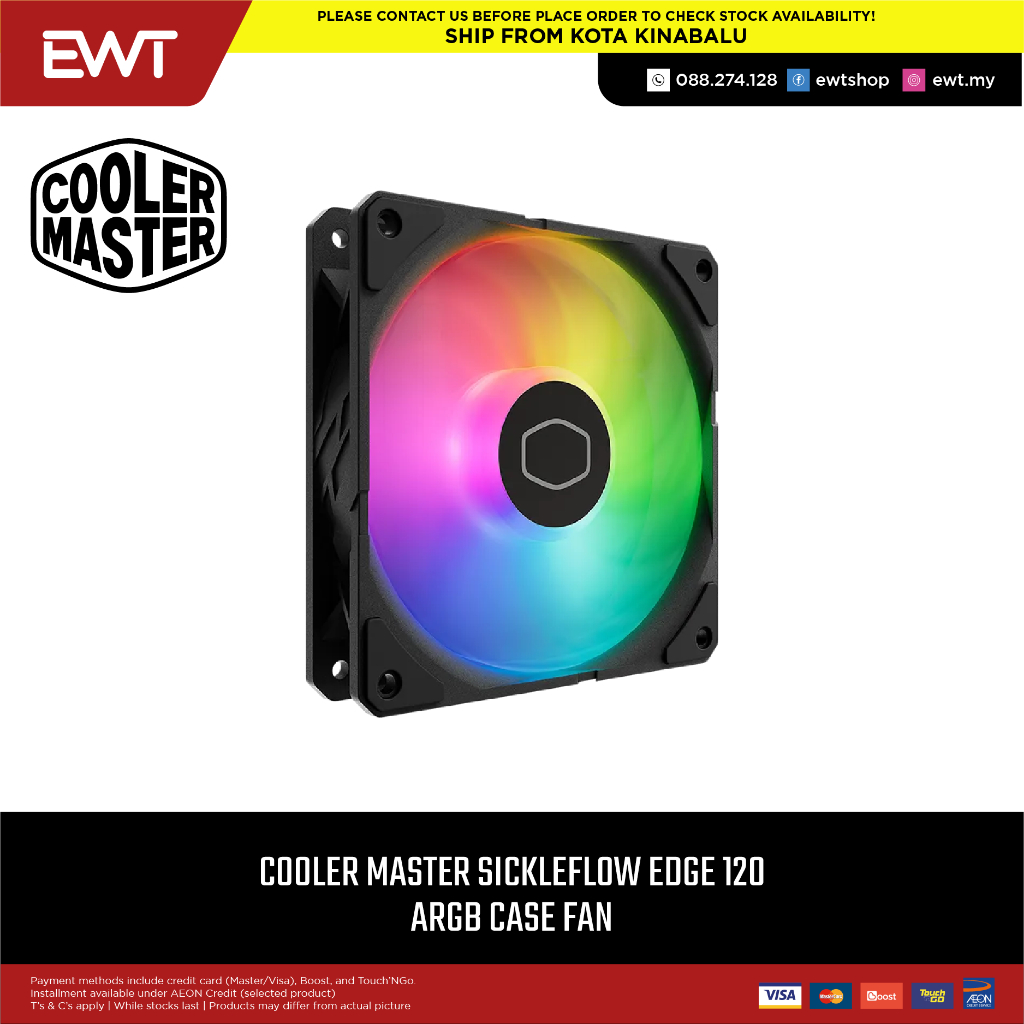 COOLER MASTER SICKLEFLOW EDGE 120 ARGB CASE FAN (MFX-B2DN-25NP2-R2) 100 ...