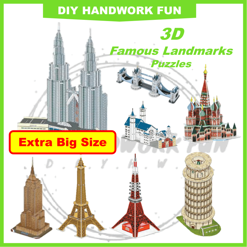 DIY 3D Famous World Landmark Big Puzzle Handmade Assembled Educational ...