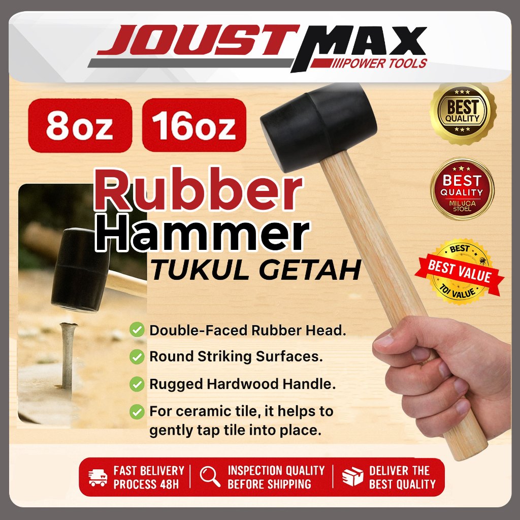 8oz 16oz 24oz Solid Mallet Hammer Double Faced Rubber Hammer for Tile ...