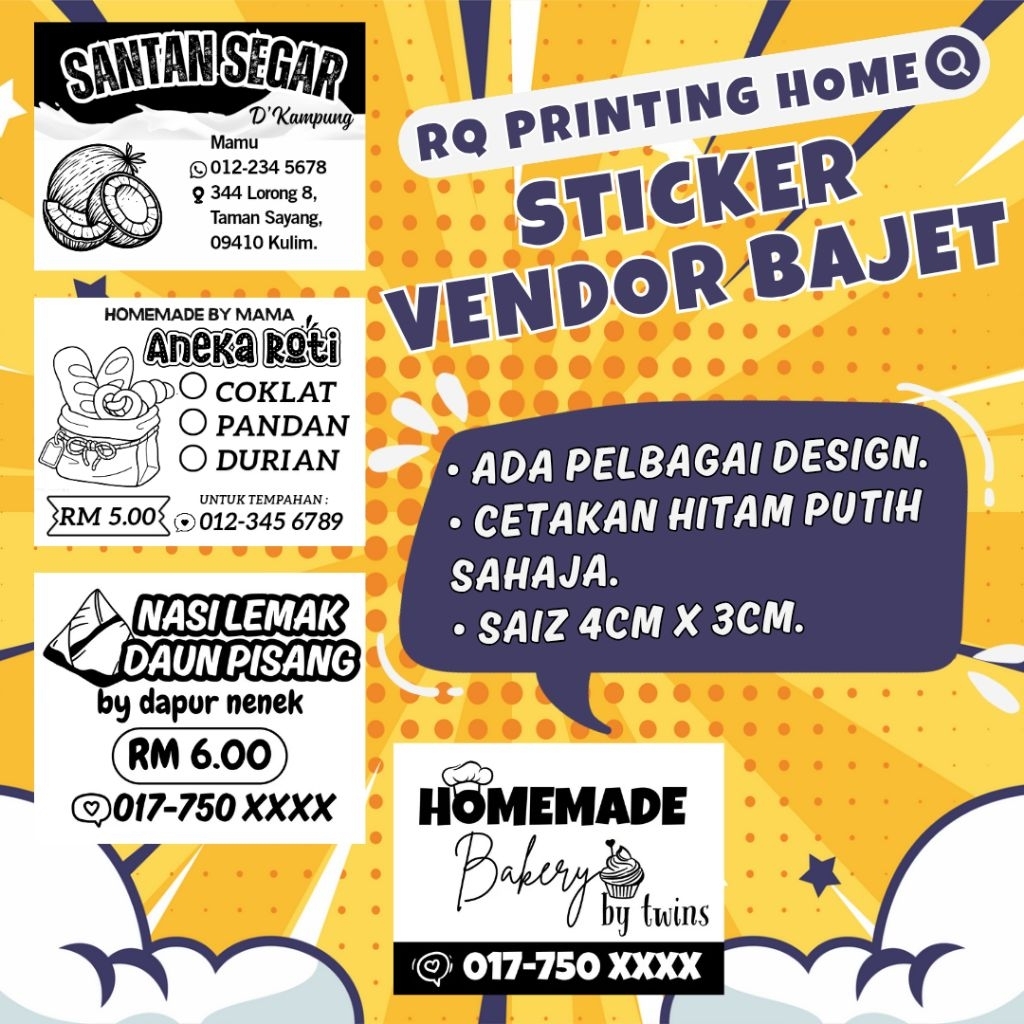 Sticker Label Produk, Makanan Vendor, Aiskrim Malaysia & lain2 ...