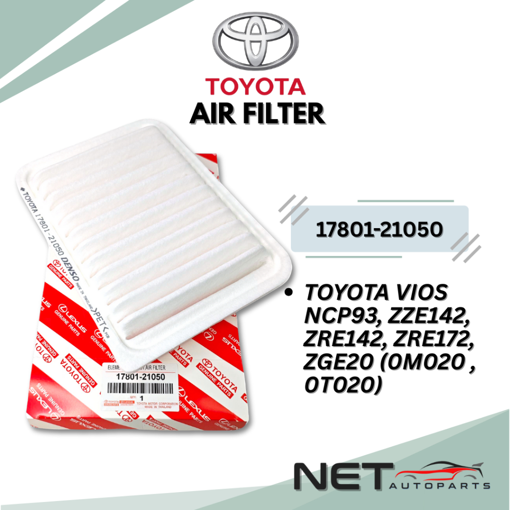 TOYOTA ENGINE AIR FILTER VIOS NCP93, ZZE142, ZRE142, ZRE172, ZGE20 ...