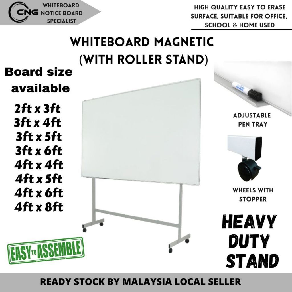 CNG papan putih magnetic kaki beroda /whiteboard magnetic with stand ...