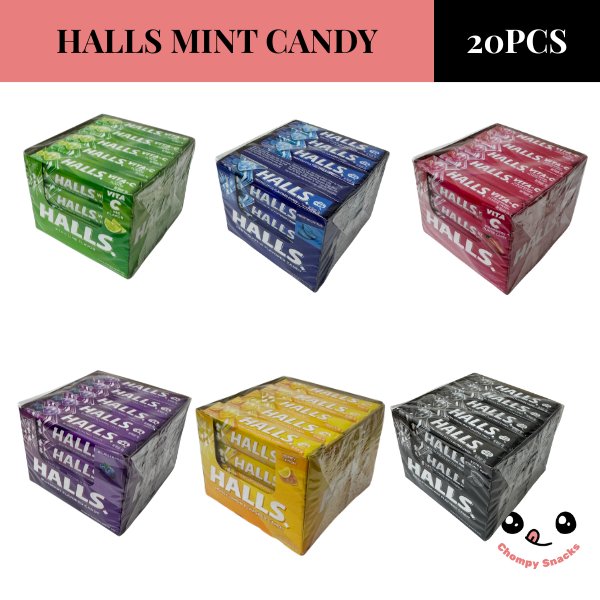 HALLS CANDY ASSORTED FLAVOUR 34gX20PCS (Extra Strong Mint / Blueberry ...