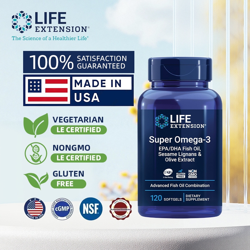 [Life Extension] Super Omega 3 EXP: 07/27, EPA/DHA Fish Oil, Sesame Lignans & Olive Extract, 120 ...