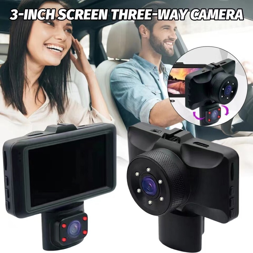 3 Lens Dash Camera HD 1080P Night Vision – Kamera Kereta Depan Belakang ...