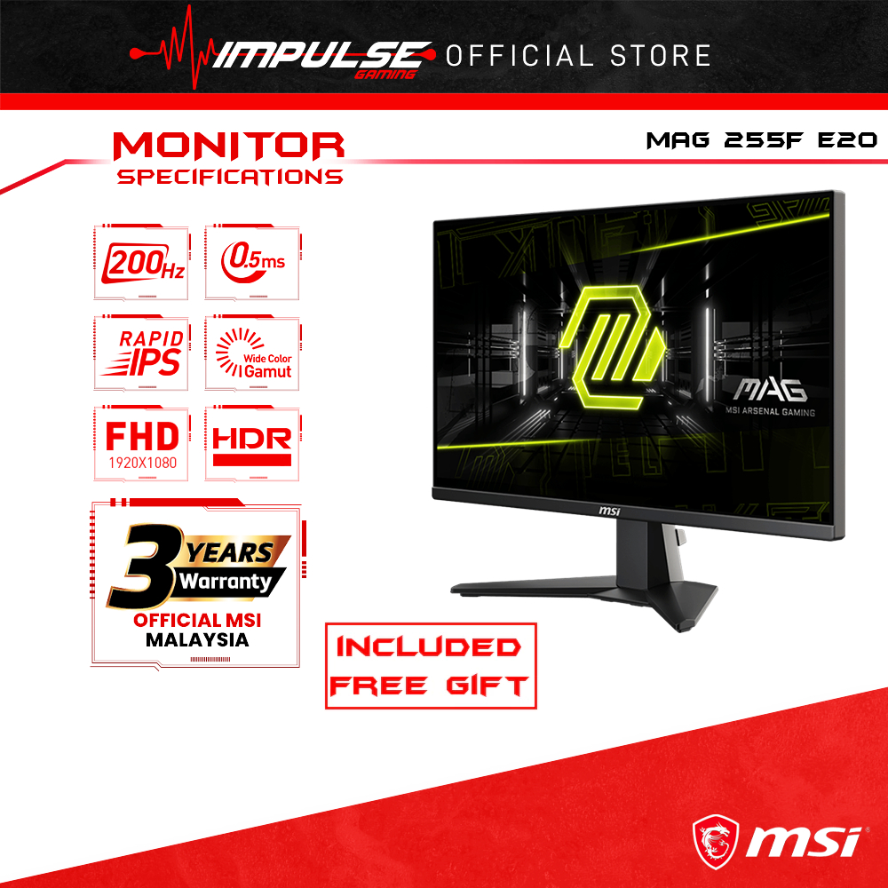 MSI MAG 255F E20 25-inch 1920 x 1080 (FHD) Gaming Monitor, 200Hz ...