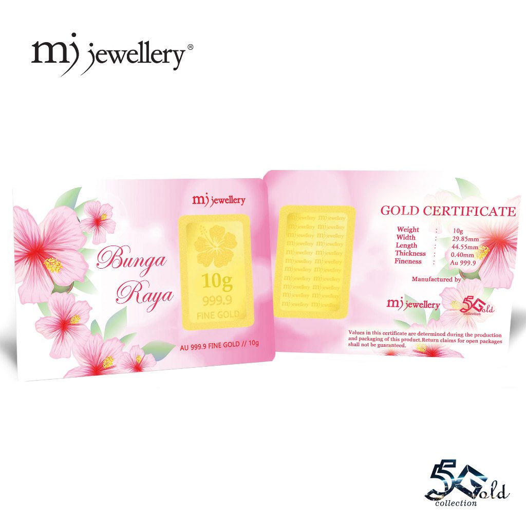 MJ Jewellery 5G Gold Collection 999.9/24K Bunga Raya Gold Bar F9 (10g ...