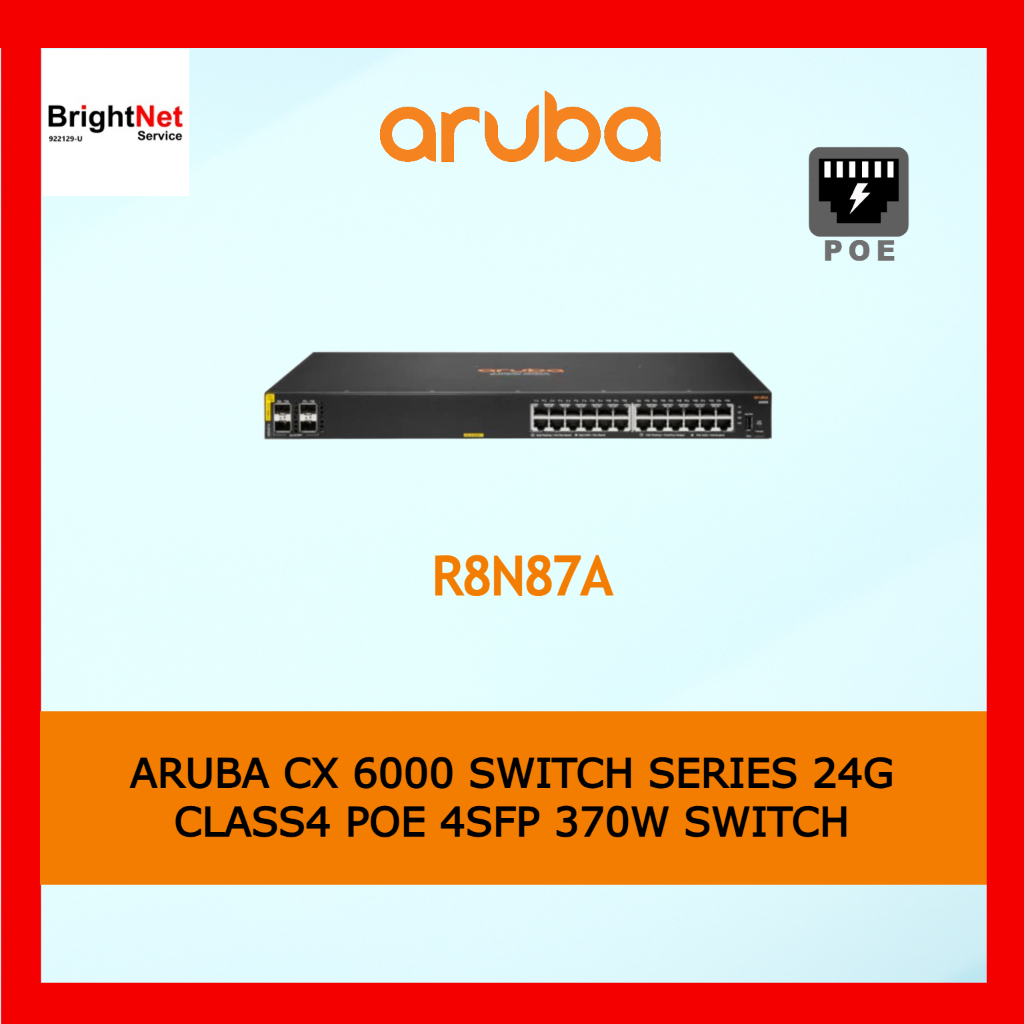 R8N87A - HPE Aruba CX 6000 Switch Series 24G Class4 PoE 4SFP 370W ...