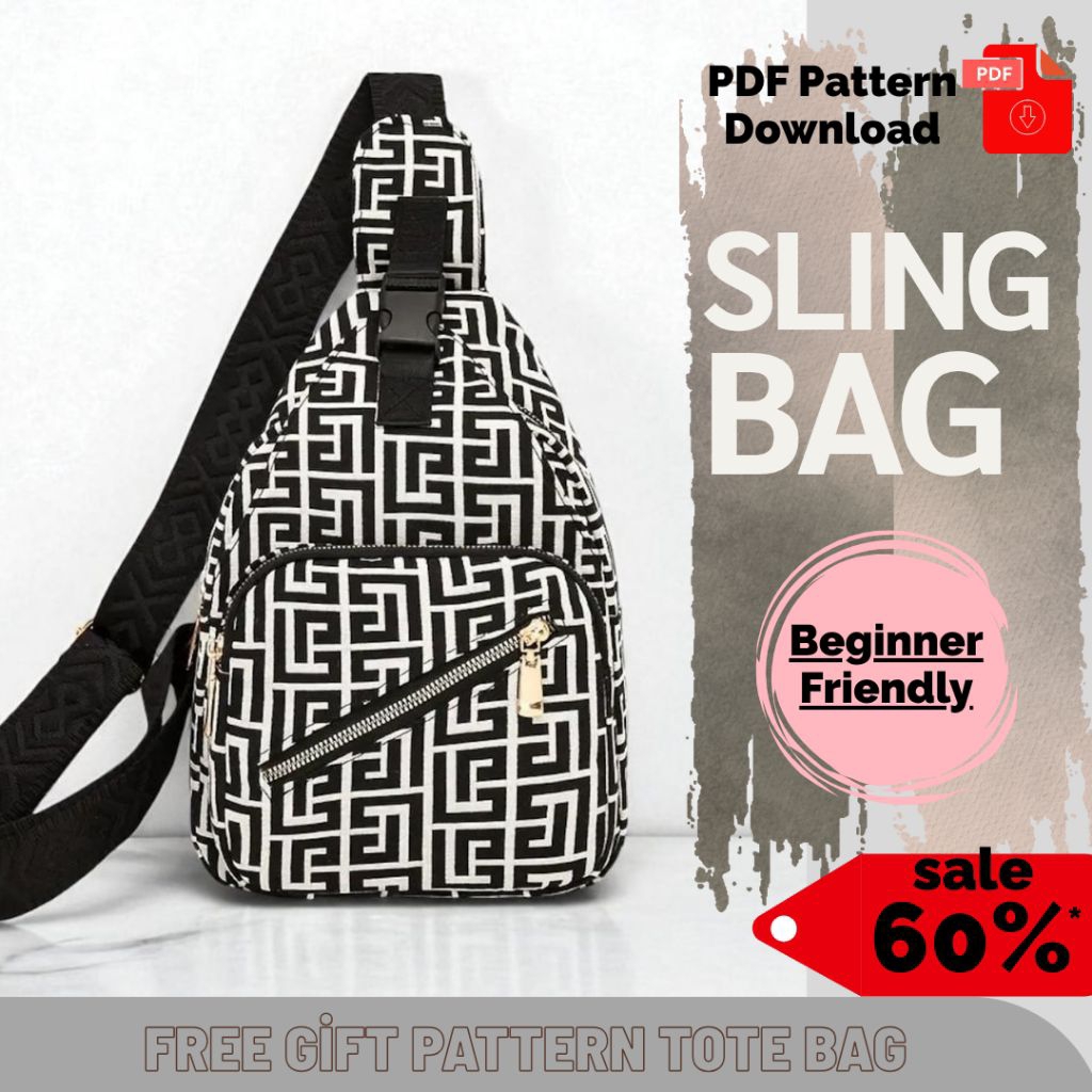 Pola Sling Bag Sewing Pattern | Sling Bag Pattern| Sewing Pattern | PDF ...