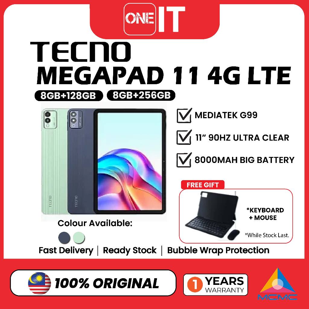 TECNO MEGAPAD 11 Wifi + LTE (8GB*RAM +128GB/256GB ROM) 8000 mAh Big ...