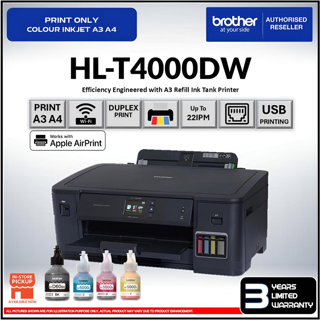 Brother HL-T4000DW A3 Color Ink Tank Printer Auto Duplex Borderless WI ...
