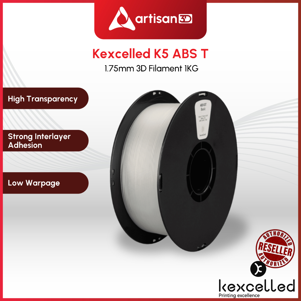 Kexcelled THE K5™ ABS T Transparent 3D Printer Filament - 1kg | 1.75mm ...