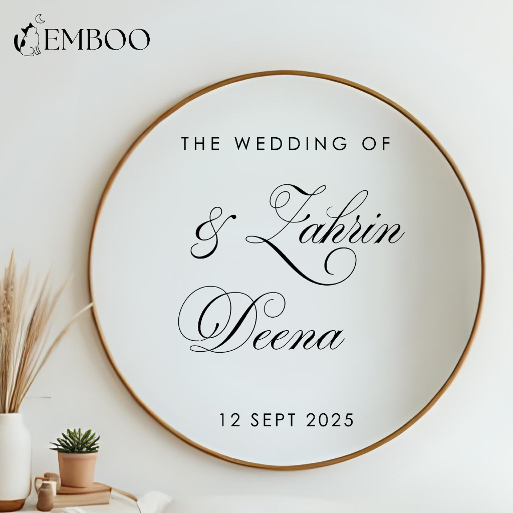 EMBOO Minimalist Sticker Kahwin Cermin Bulat – Custom Mirror Welcome ...