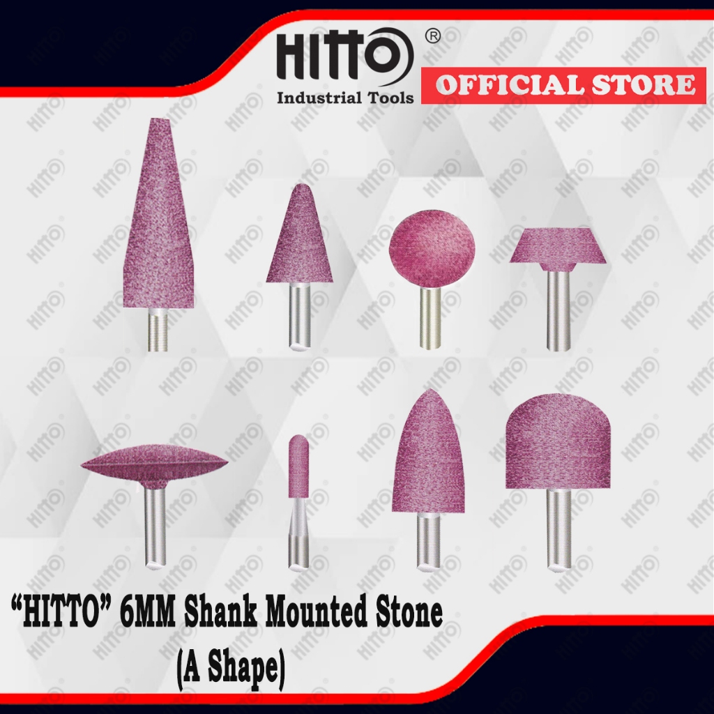 [ HITTO ] 6MM SHANK MOUNTED STONE BURR STONE ABRASIVE WHEEL MOUNTED ...