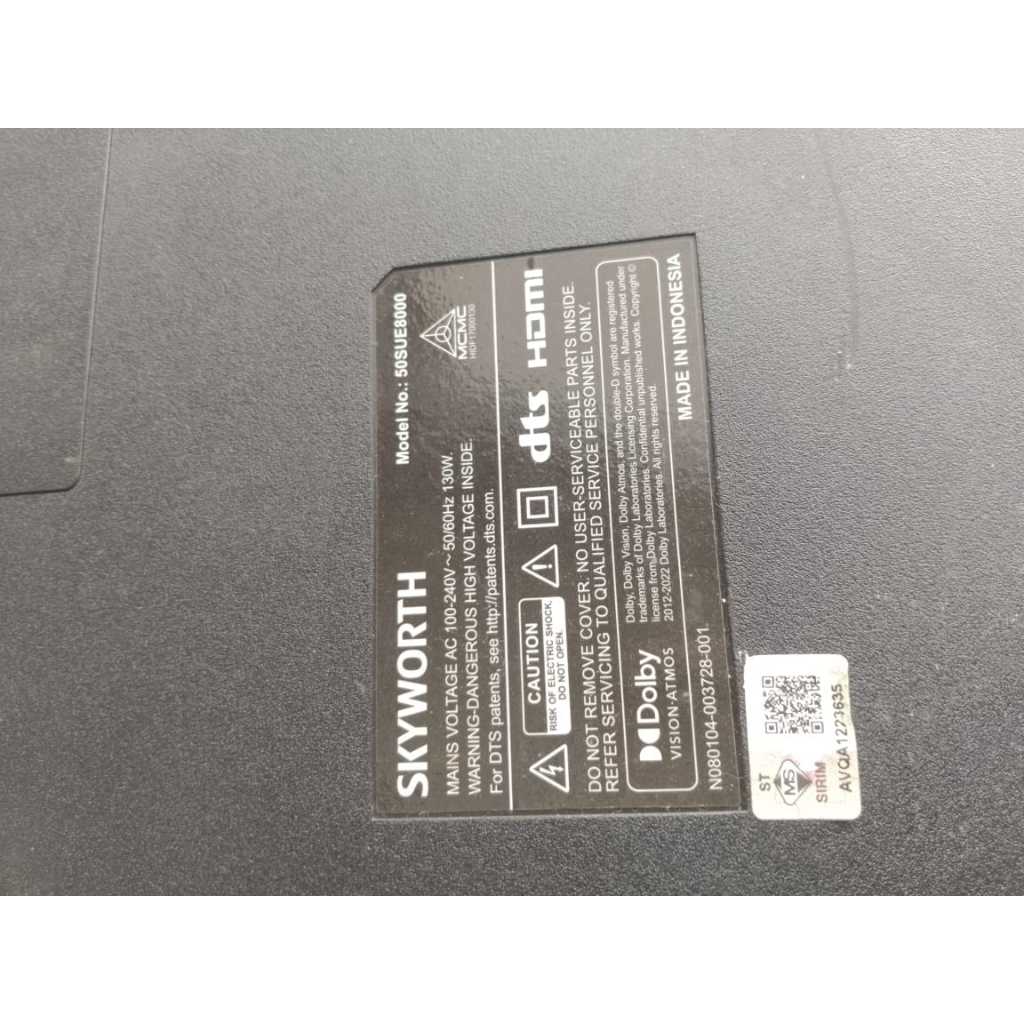 SKYWORTH 50SUE8000 50"TV MAIN BOARD,TCON,POWER BUTTON,WIFI CARD,RIBBON ...